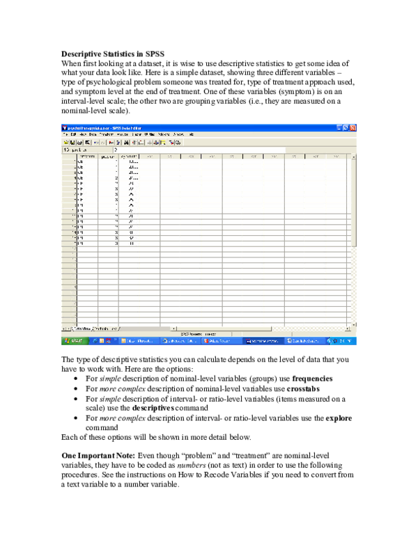 (PDF) Descriptive Statistics in SPSS