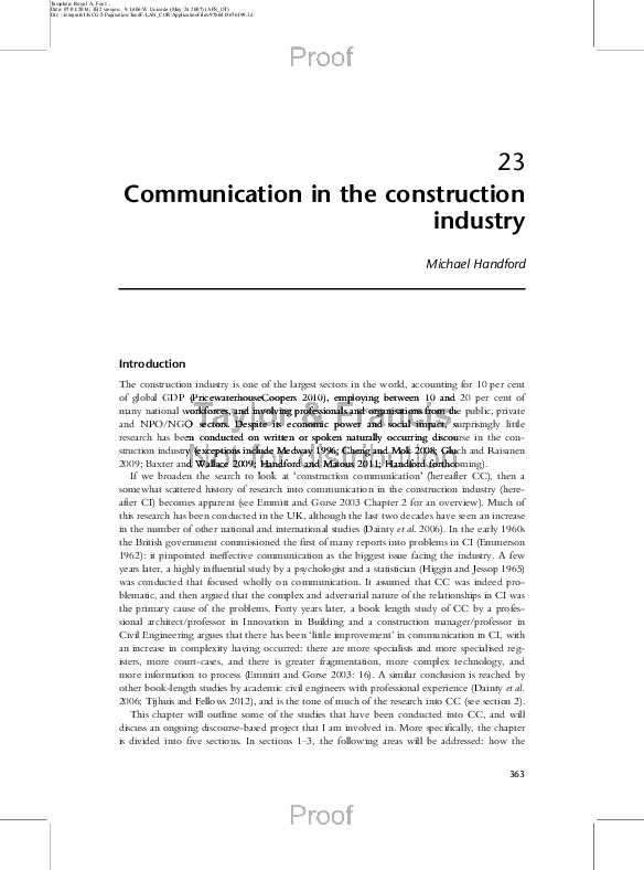(PDF) Communication in the Construction Industry