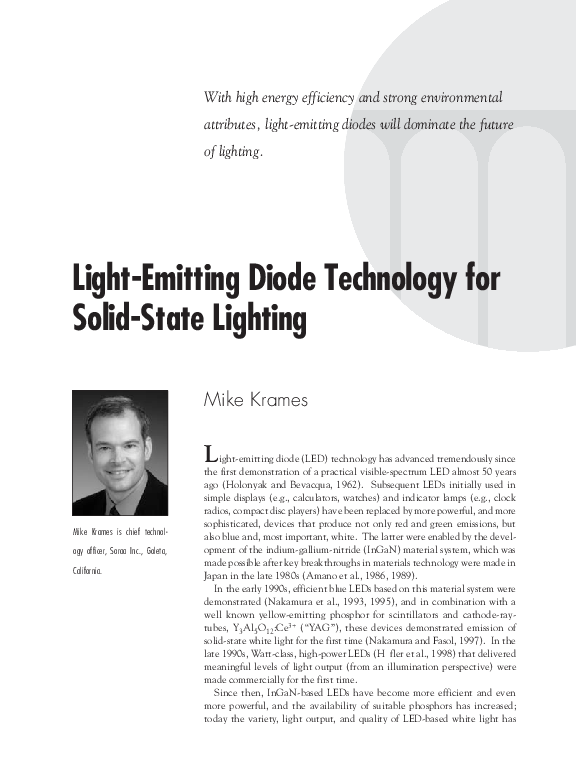 (PDF) With Light-Emitting Diode Technology for Solid-State Lighting