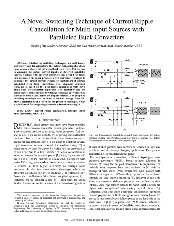 Pdf A Novel Switching Technique Of Current Ripple Cancellation For Multi Input Sources With