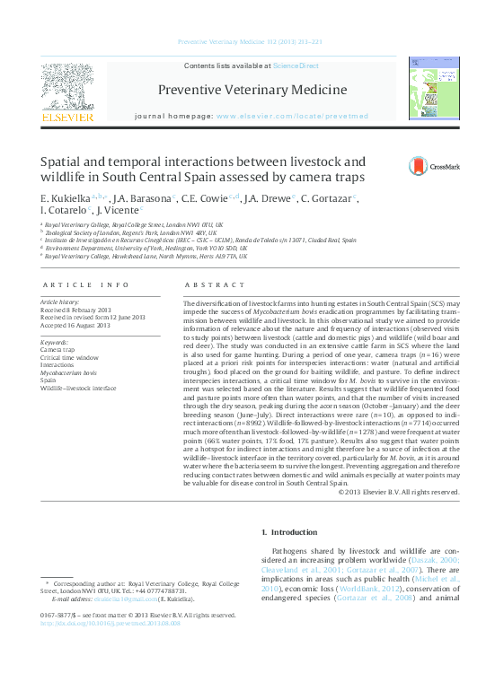 (PDF) Spatial and temporal interactions between livestock and wildlife in South Central Spain ...