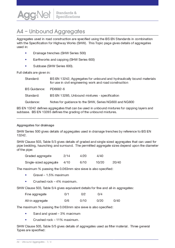 (PDF) A4 – Unbound Aggregates -1 / 4 A4 – Unbound Aggregates