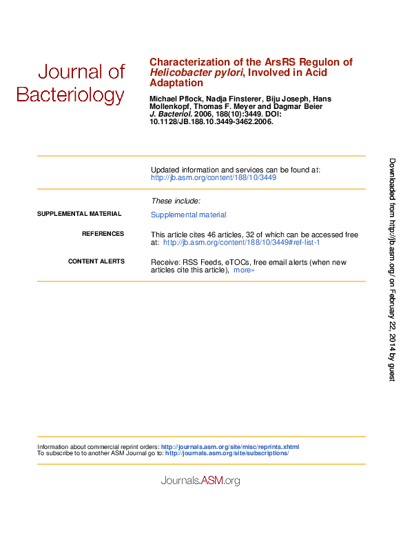 (PDF) Characterization of the ArsRS Regulon of Helicobacter pylori ...