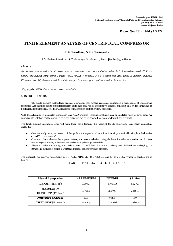 (PDF) FINITE ELEMENT ANALYSIS OF CENTRIFUGAL COMPRESSOR