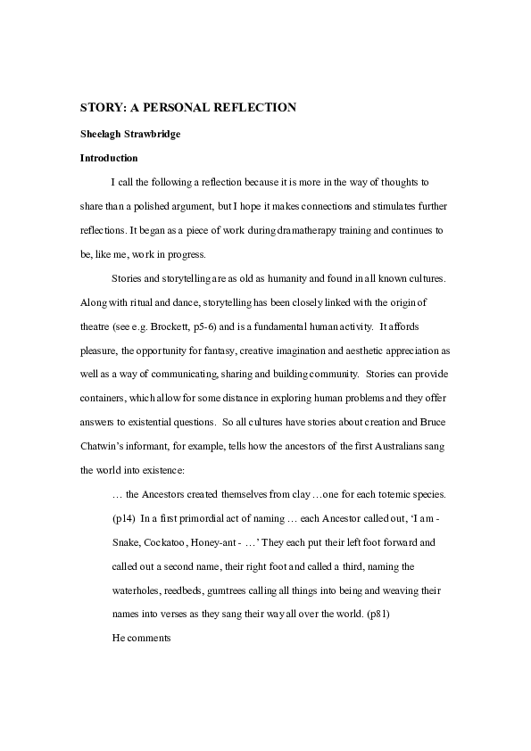 (DOC) STORY: A PERSONAL REFLECTION