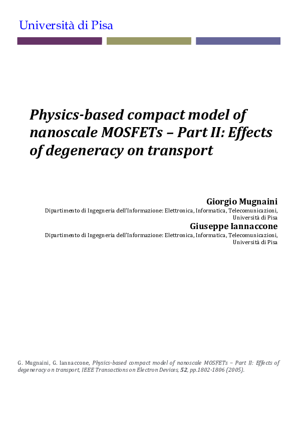 (PDF) Physics-based compact model of nanoscale MOSFETs – Part II ...
