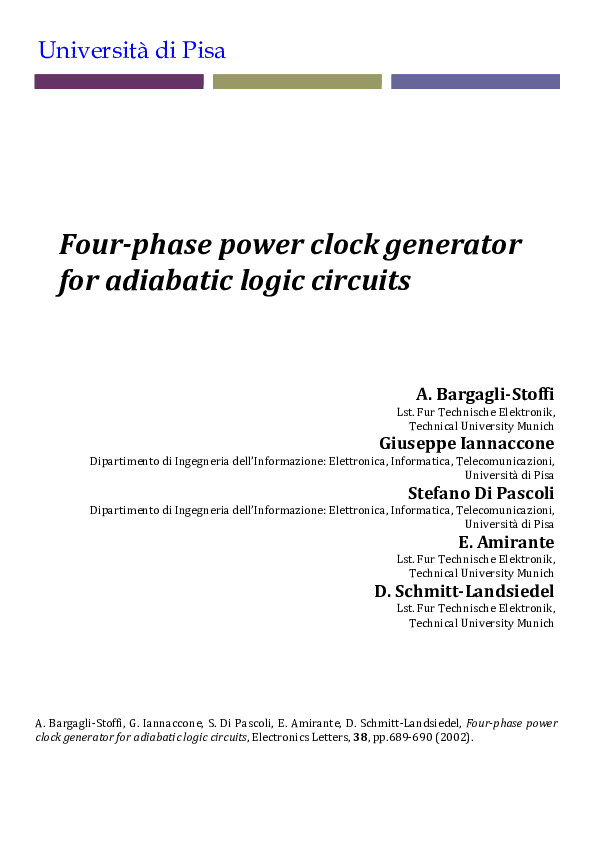 Pdf Four Phase Power Clock Generator For Adiabatic Logic Circuits
