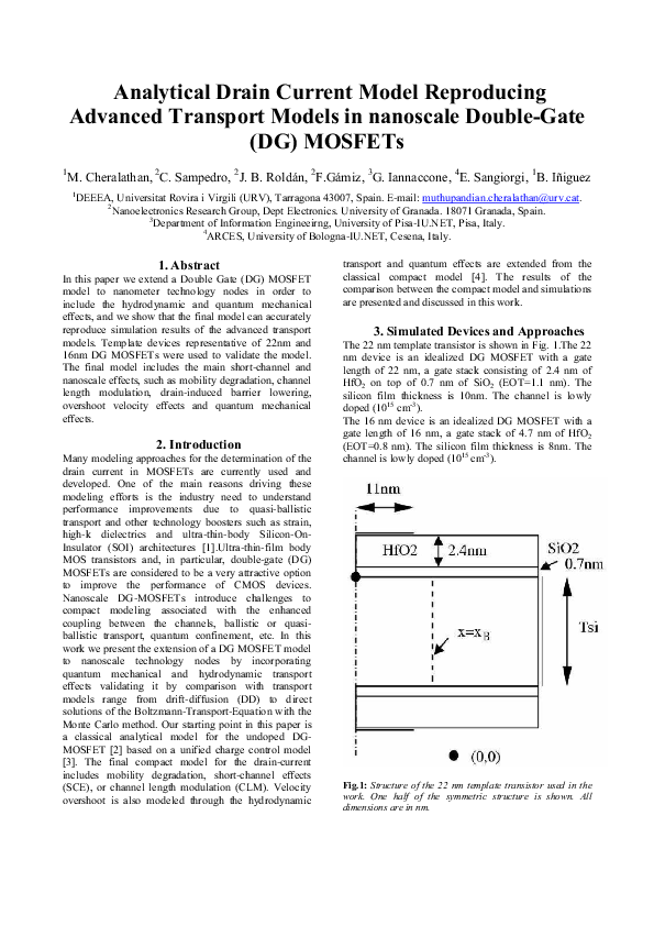 Pdf Analytical Drain Current Model Reproducing Advanced Transport
