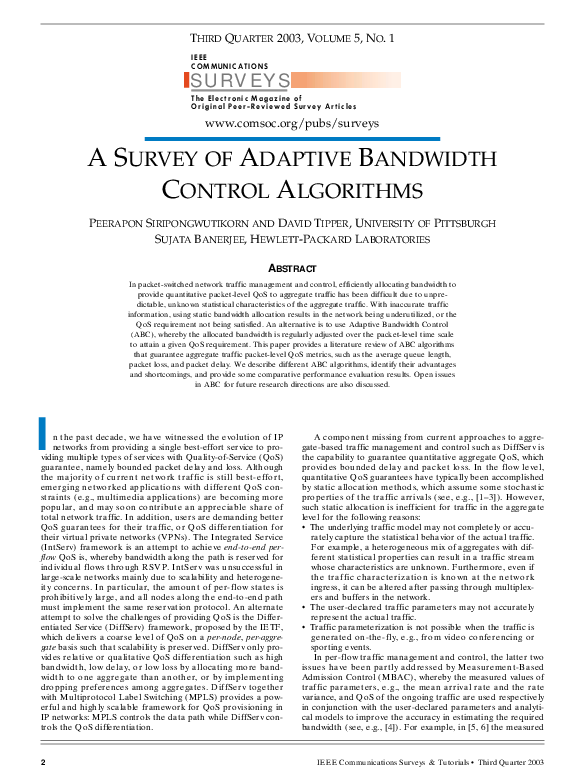 Pdf A Survey Of Adaptive Bandwidth Control Algorithms