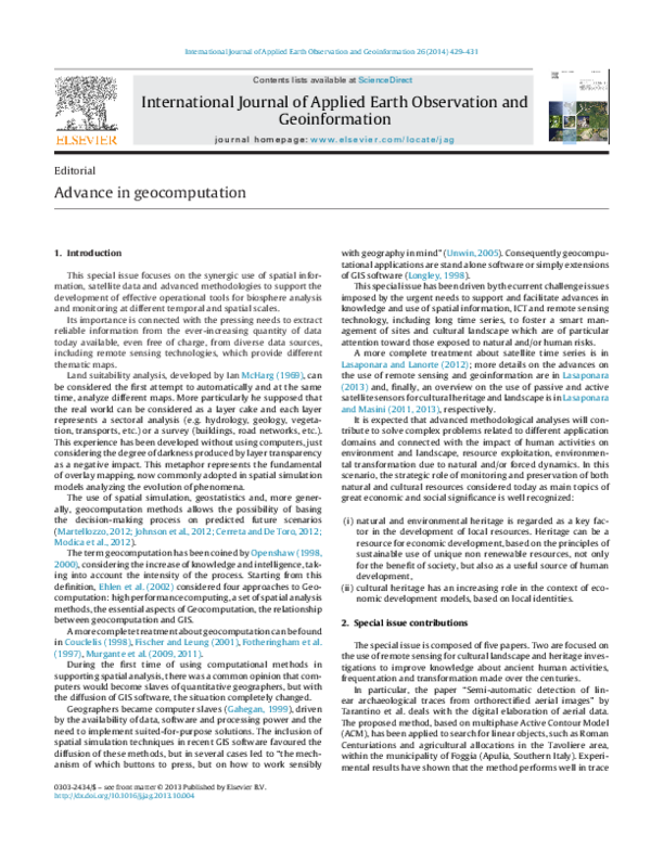 (PDF) Advance in geocomputation