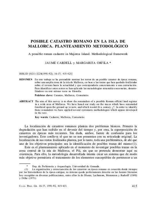 (PDF) Posible catastro romano en la isla de Mallorca