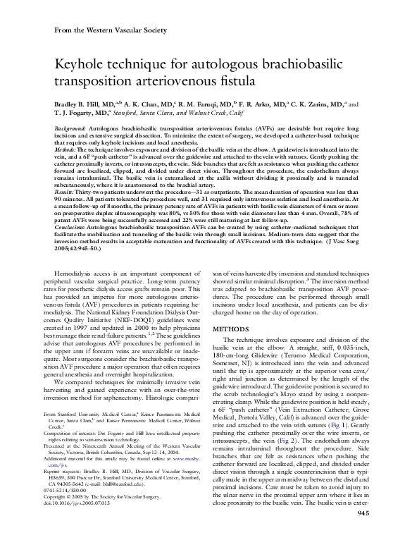 (PDF) Keyhole technique for autologous brachiobasilic transposition ...