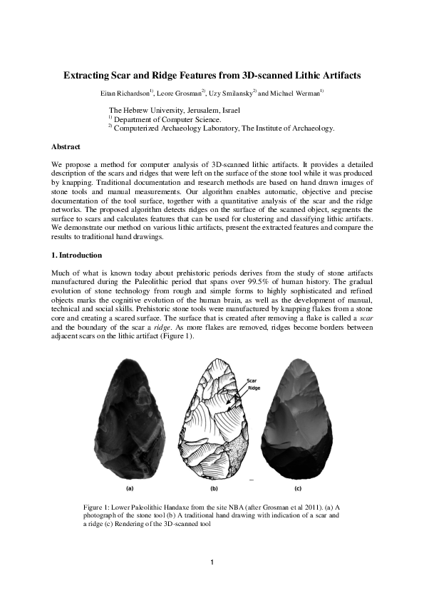 (PDF) Extracting Scar and Ridge Features from 3D-scanned Lithic Artifacts