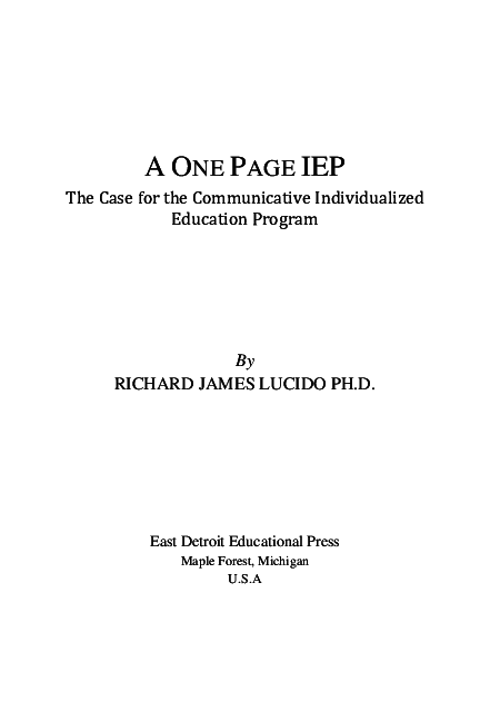 (PDF) A ONE PAGE IEP: The Case for the Communicative Individualized ...