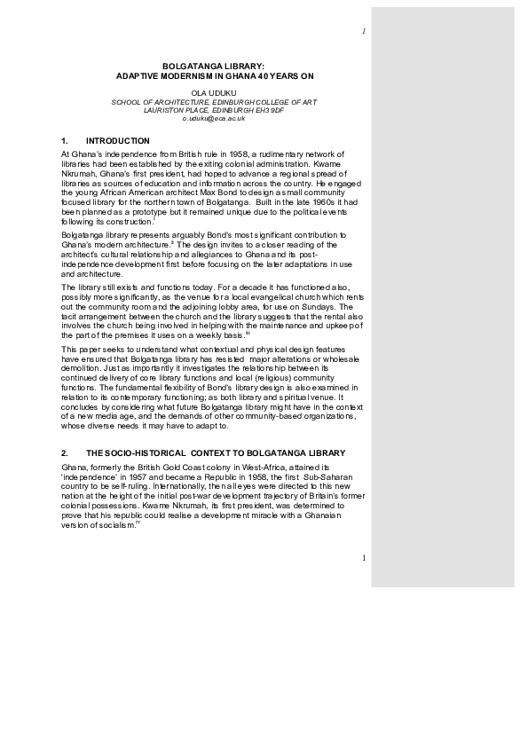 (PDF) Bolgatanga Library, Ghana