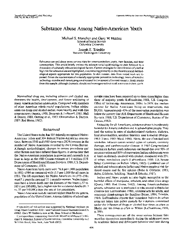(PDF) Substance Abuse Among Native-American Youth