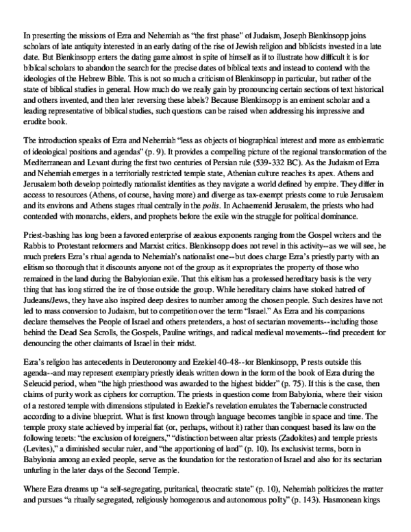 (PDF) Joseph Blenkinsopp, Judaism: The First Phase. In H-Net Reviews ...