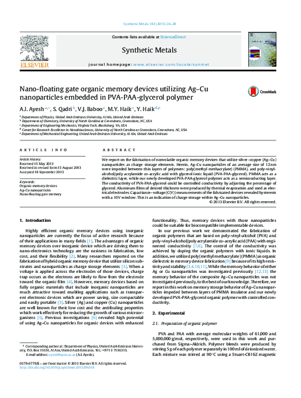 Pdf Nano Floating Gate Organic Memory Devices Utilizing Agcu