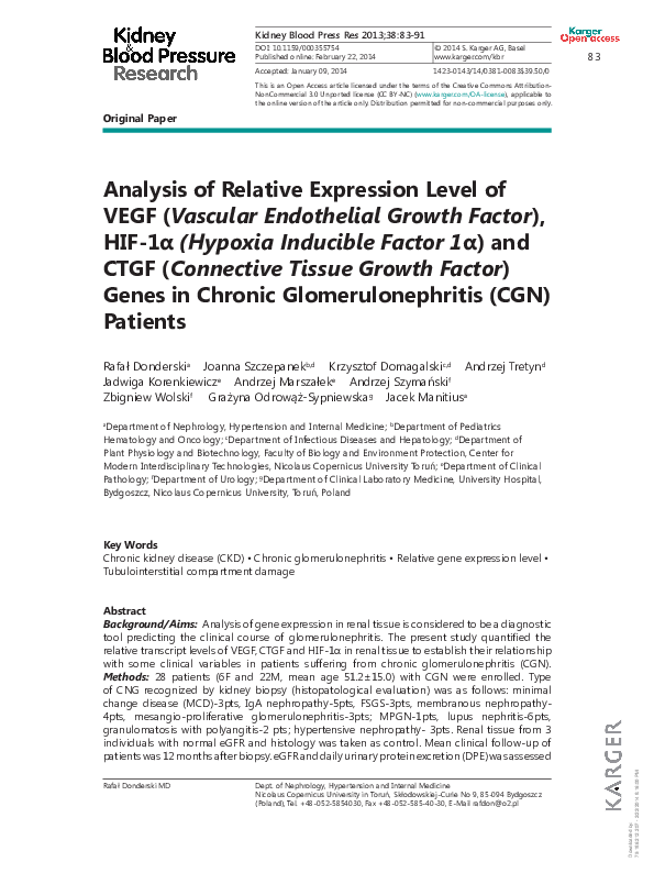 (PDF) Analysis of Relative Expression Level of VEGF ( Vascular Endothelial Growth Factor ), HIF ...