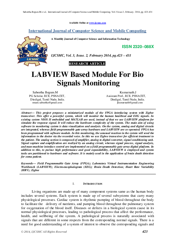 (PDF) LABVIEW Based Module For Bio Signals Monitoring﻿