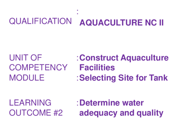 (PPT) Tank WATER QUALITY MANAGEMENT