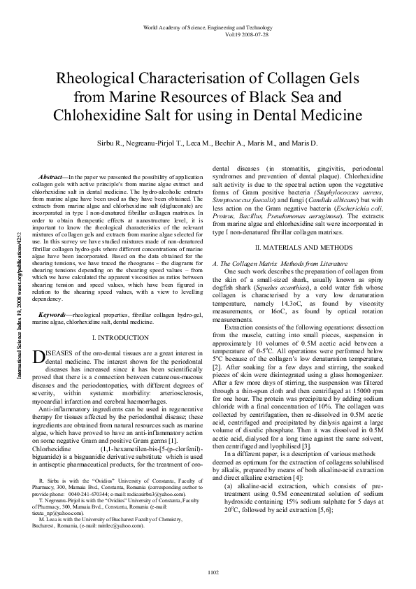 (PDF) Rheological Characterization of Collagen Gels from Marine ...