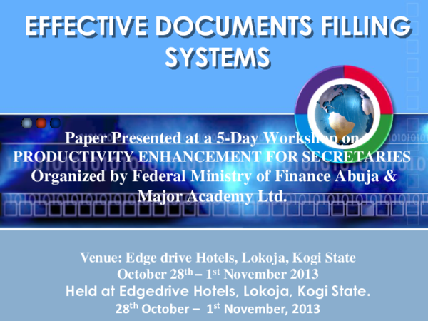 (PPT) Effective Documents filling System By Dr. Dr. Gambari, A. I.