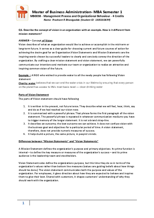 (DOC) MB0038 Management Process and Organizational Behaviour