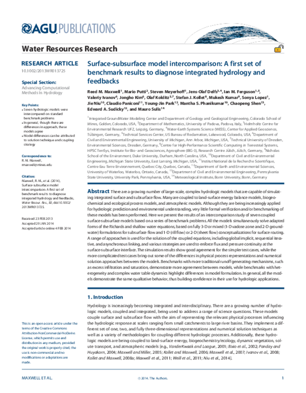 (PDF) Surface-subsurface model intercomparison: A first set of ...