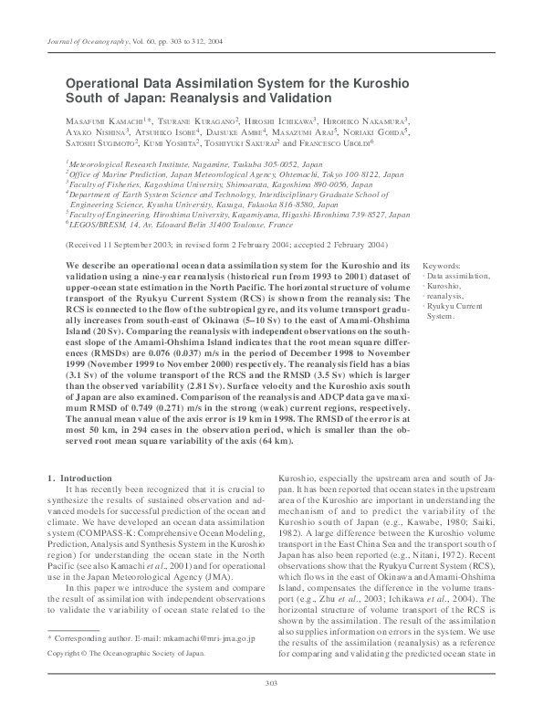 (PDF) Operational Data Assimilation System for the Kuroshio South of ...