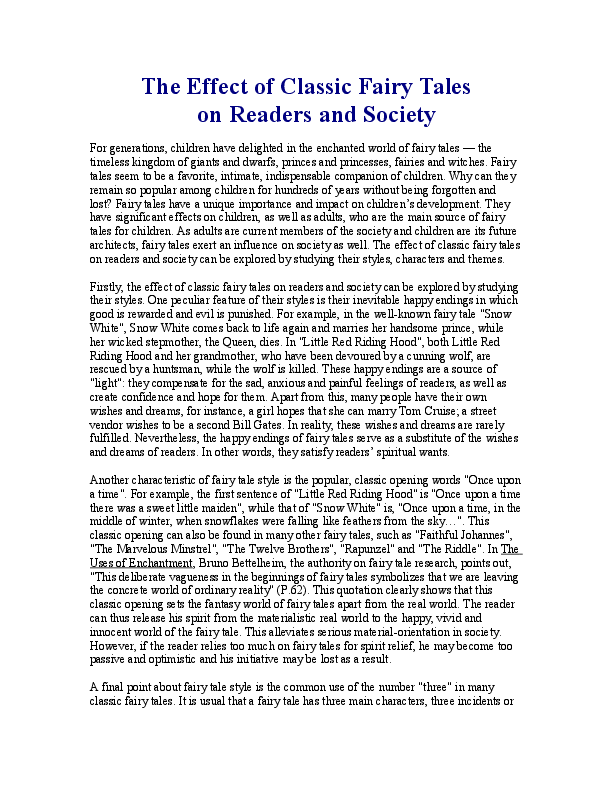 Effect of fairy tales 2