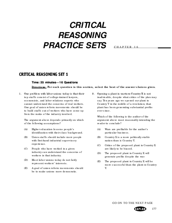 (PDF) CRITICAL REASONING SET 1 CRITICAL REASONING PRACTICE SETS