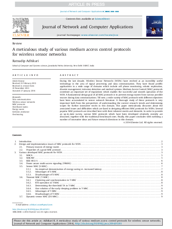 A Meticulous Study of Various Medium Access Control Protocols for Wireless Sensor Networks