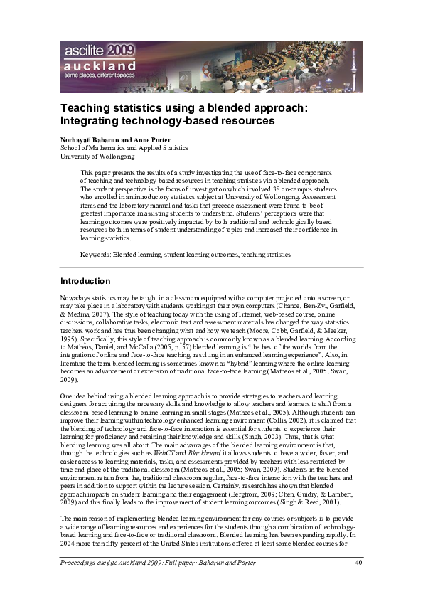 (PDF) Teaching statistics using a blended approach: Integrating ...