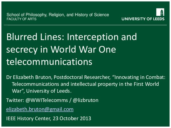 (PPT) Blurred Lines: Interception and secrecy in World War One ...