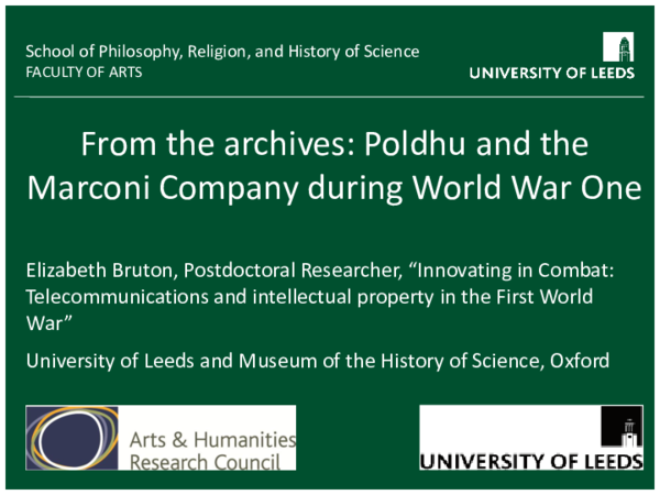 (PPT) "From the archives: Poldhu and the Marconi Company during World ...