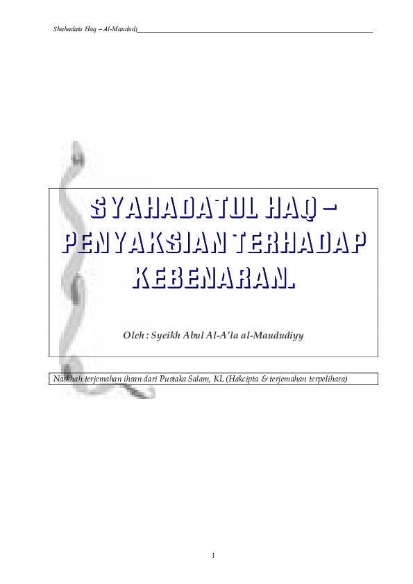 (PDF) Abul A'la al-Maududi - Syahadatul Haq