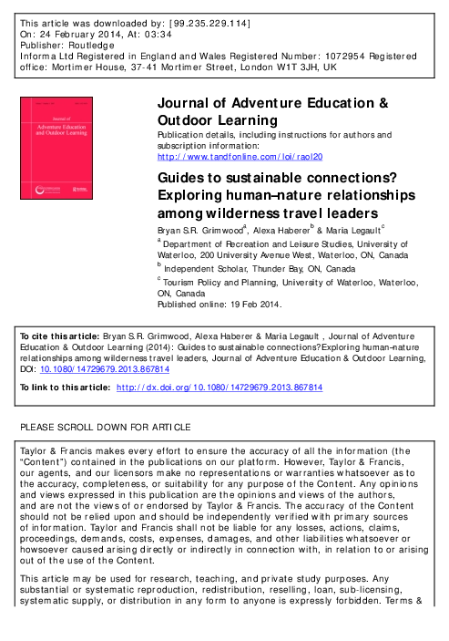 (PDF) Journal of Adventure Education & Outdoor Learning Guides to ...
