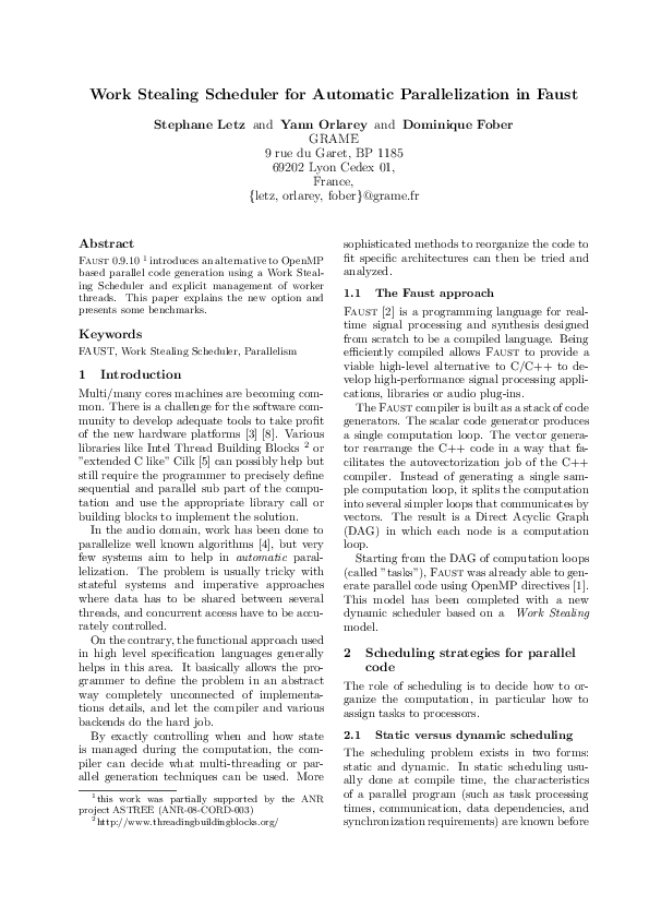 (PDF) Work Stealing Scheduler for Automatic Parallelization in Faust