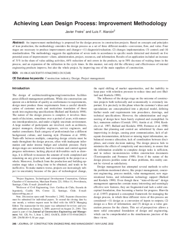 (PDF) Achieving Lean Design Process: Improvement Methodology