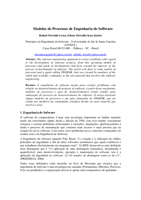 (PDF) Modelos de Processos de Engenharia de Software