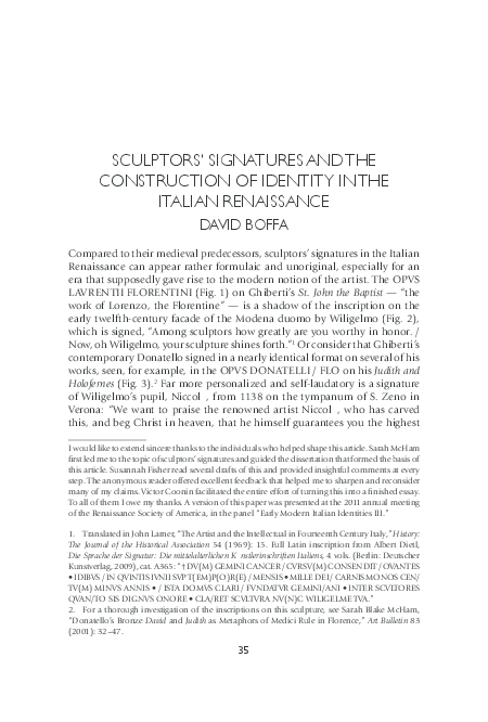 (PDF) Sculptors’ Signatures and the Construction of Identity in the ...