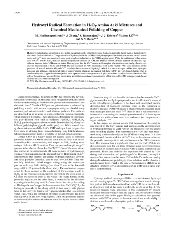 (PDF) Hydroxyl Radical Formation in H2O2 -Amino Acid Mixtures and ...