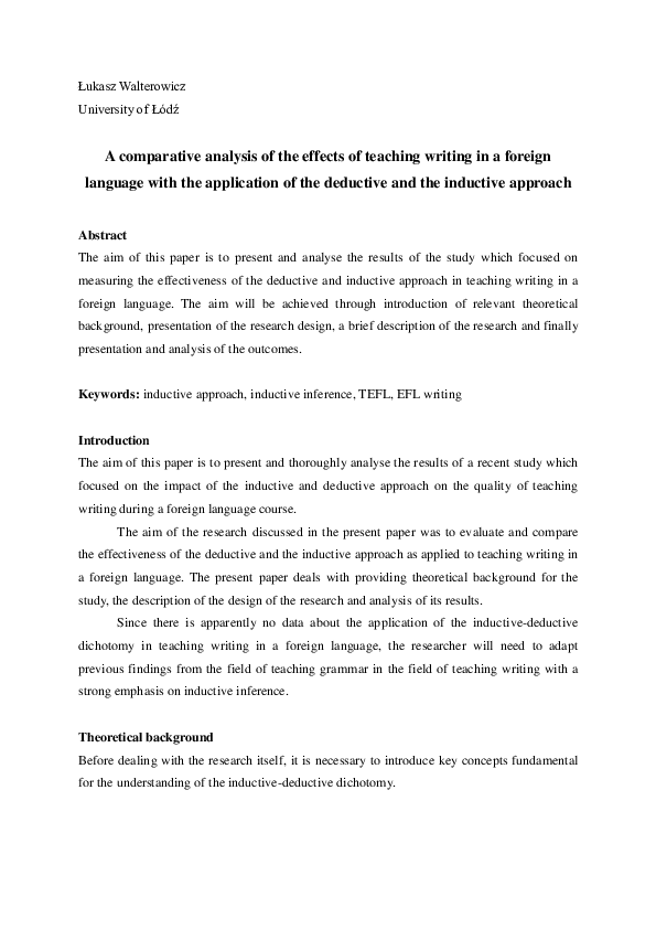 (PDF) A comparative analysis of the effects of teaching writing in a ...