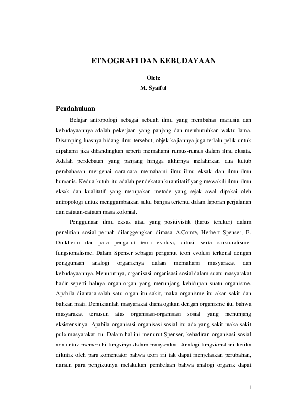 (DOC) Etnografi dan Kebudayaan