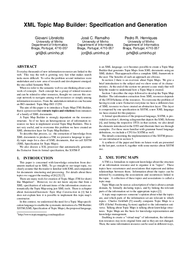 (PDF) XML Topic Map Builder: Specification and Generation