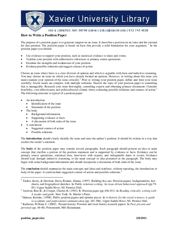 (PDF) How to Write a Position Paper