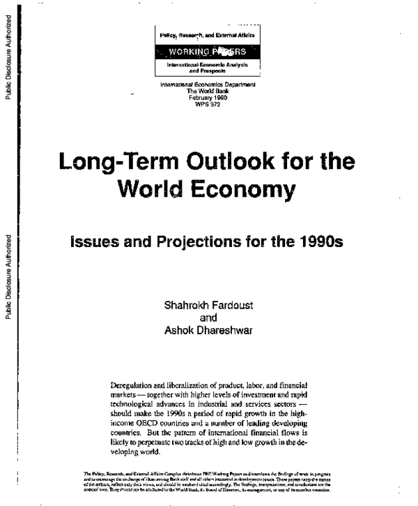 (PDF) Long term outlook for the world economy : issues and projections ...