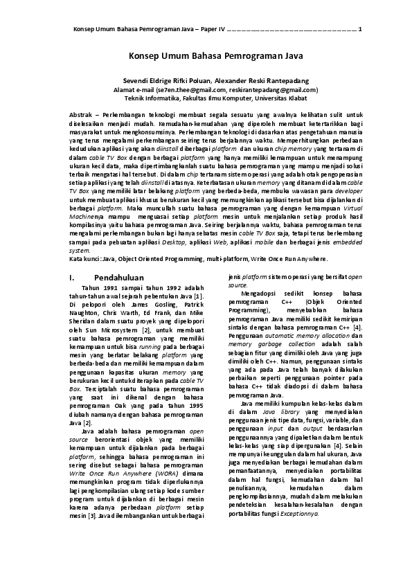 (PDF) Konsep Umum Pemrograman Java