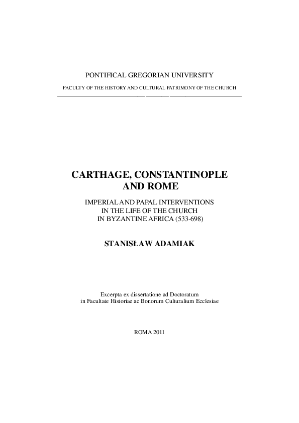 (PDF) Carthage, Constantinople and Rome: Imperial and papal ...